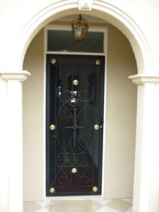 Victorian style, steel security door with brass rosettes - GATE ...